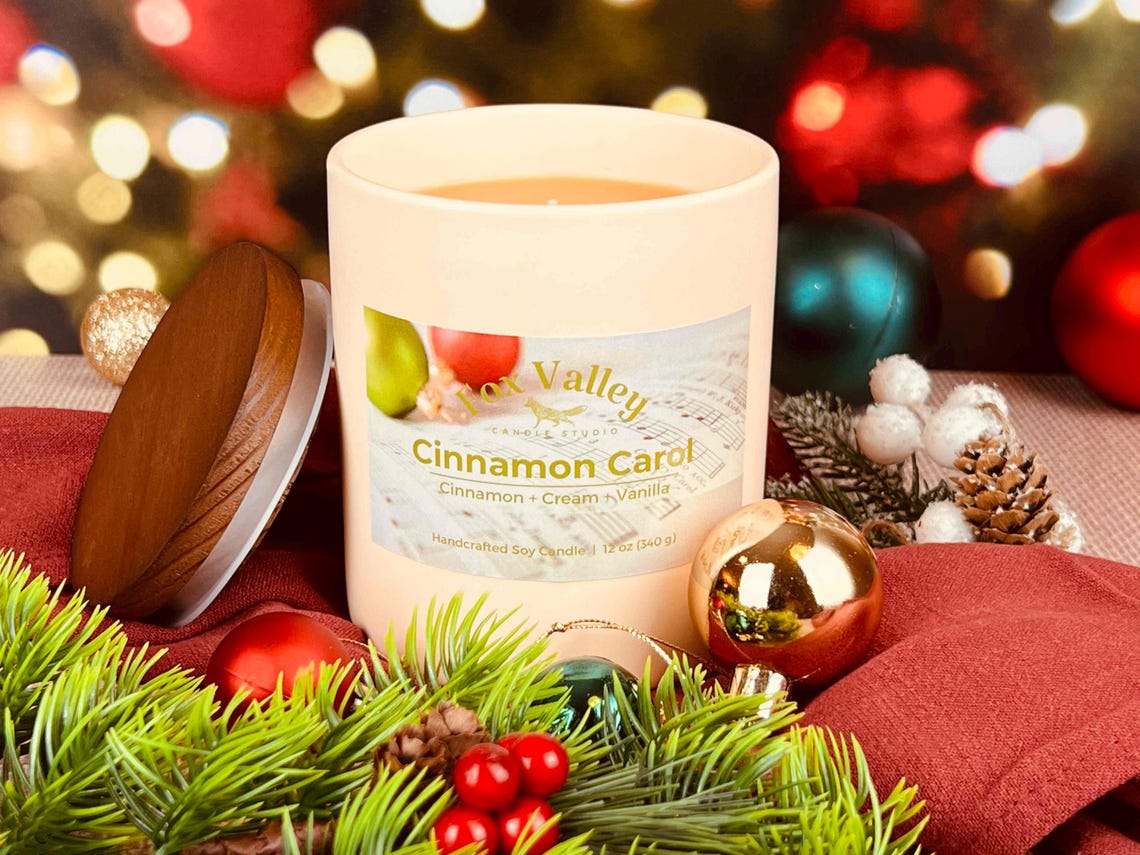 Cinnamon Carol Soy Candle | Christmas Decor Gift | Holiday Candle for ...