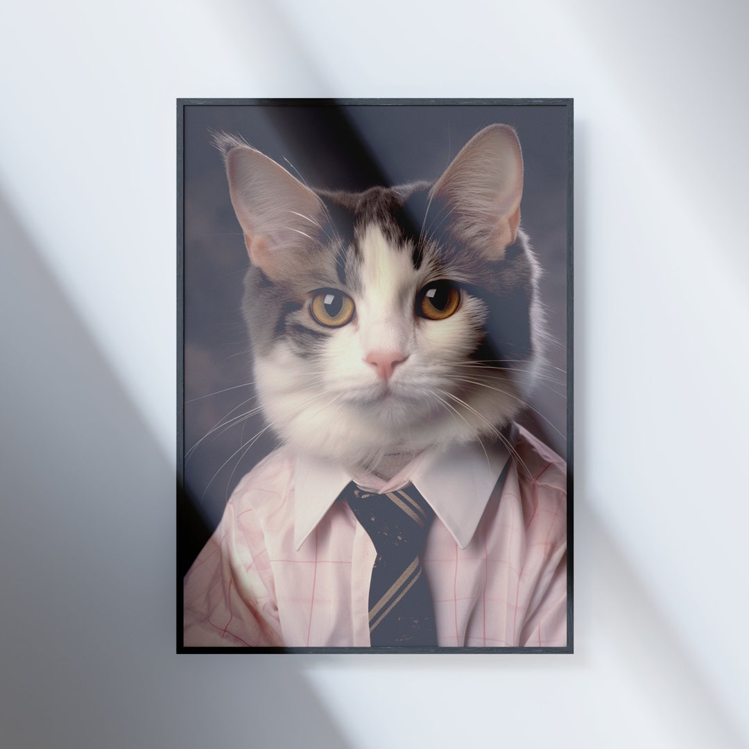Cat School Photo Art Print, Cat Yearbook Poster, Cat Class Photo ...