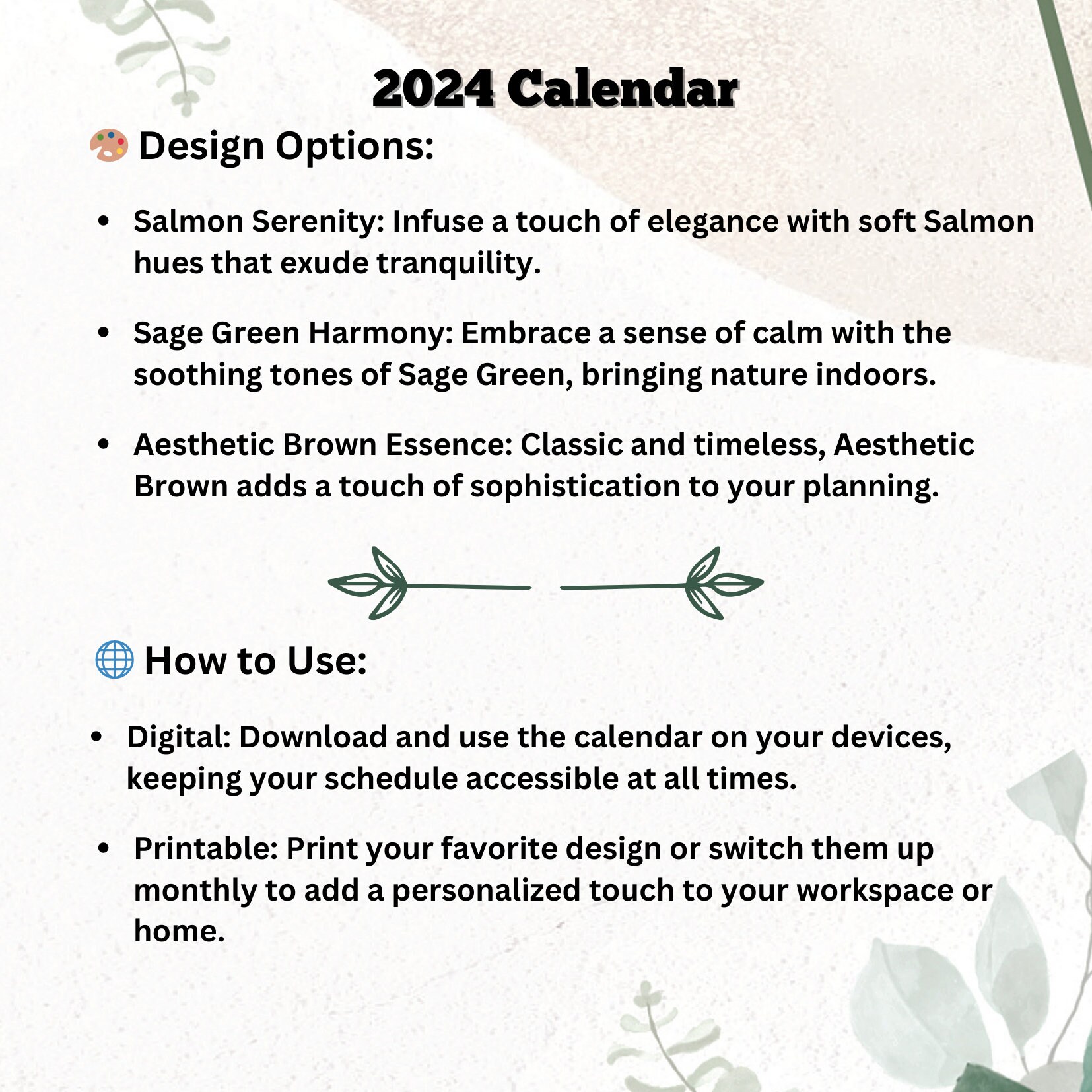 2024 Printable Digital Calendar 2024 Printable Calendar Download Wall ...