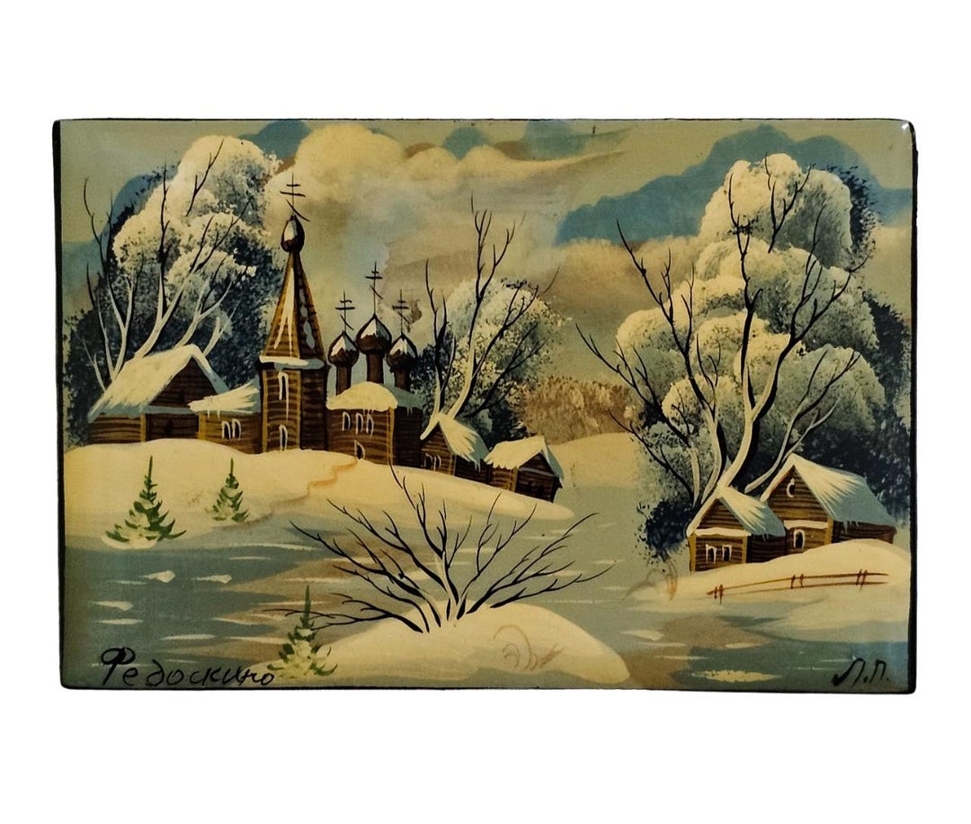 Fedoskino Russian Lacquer Box Hand Painted With Winter, Signed by the ...