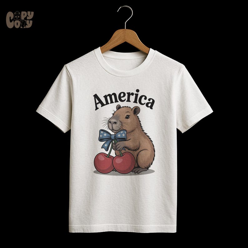 Capybara America Cherries PNG, July 4th Cherry Bow Clipart, Cute Capy ...
