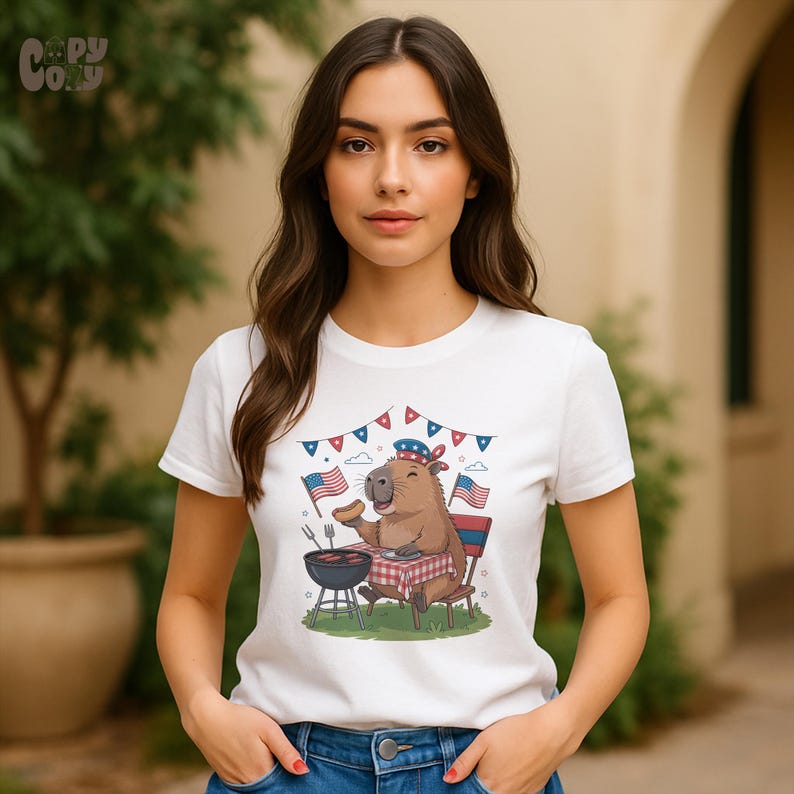 Backyard BBQ Capybara PNG | Cute 4th of July Grill Clipart | Patriotic ...