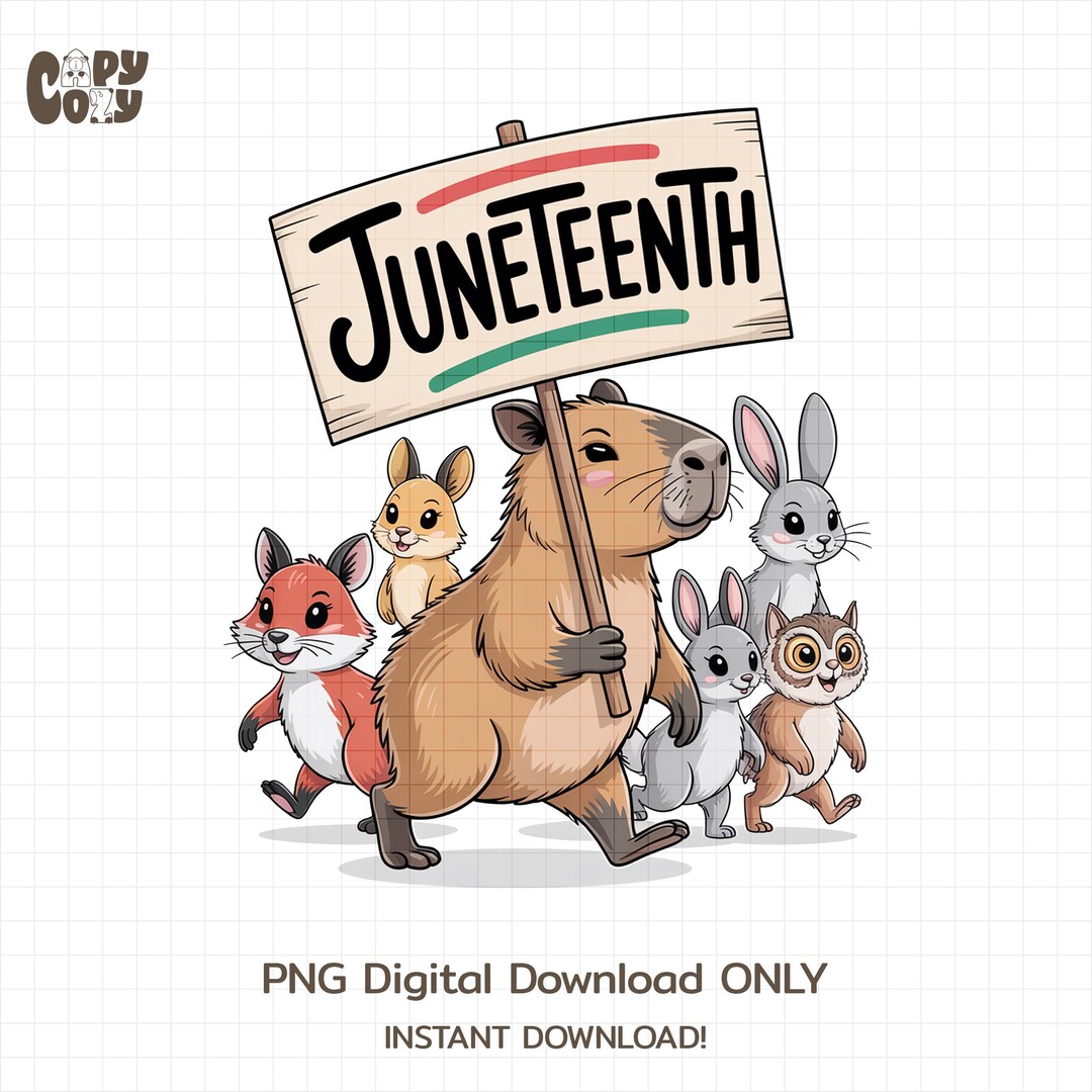 Juneteenth March PNG | Cute Capybara Freedom Parade Clipart | Black ...