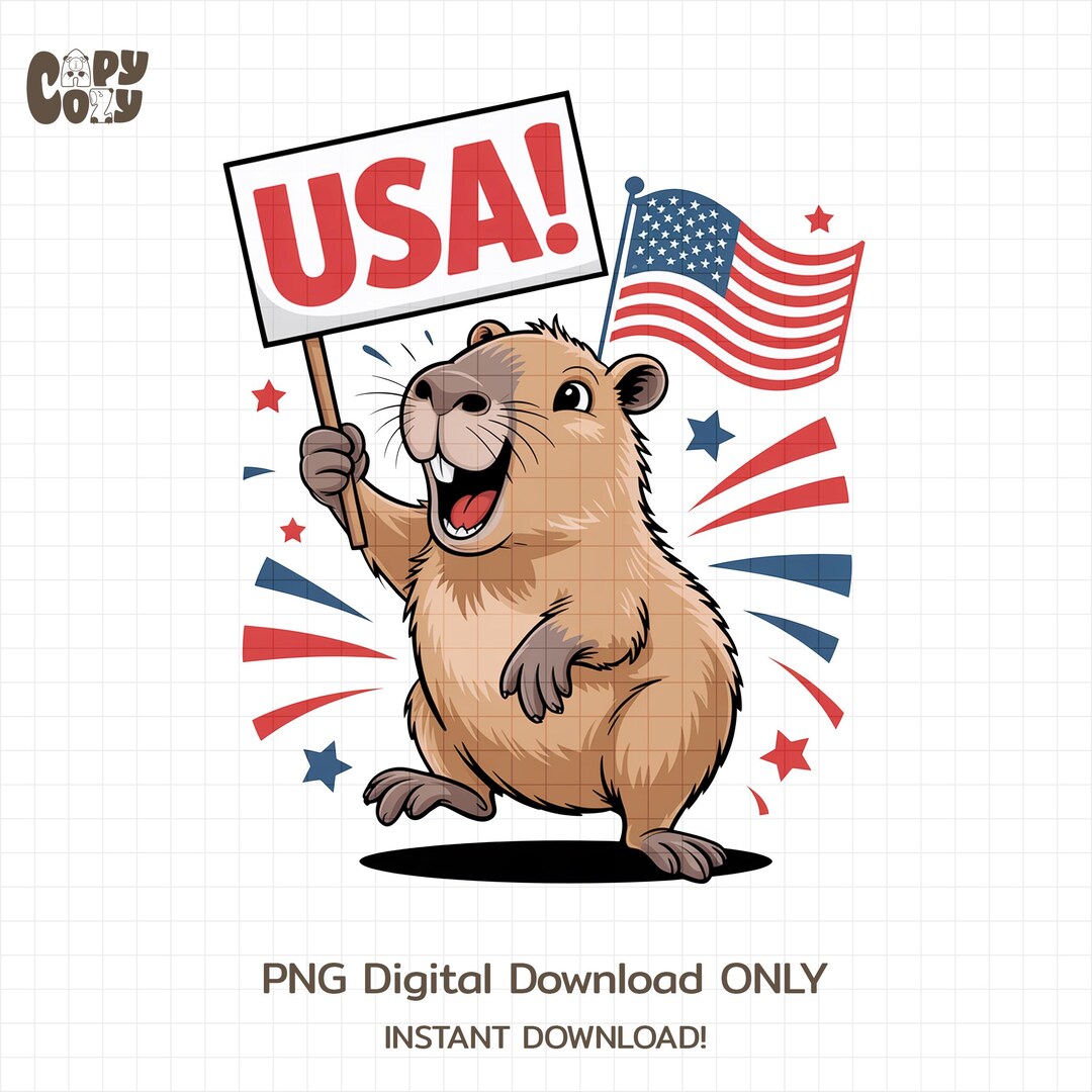 USA Capybara PNG | Cute Patriotic March Clipart | 4th of July Digital ...