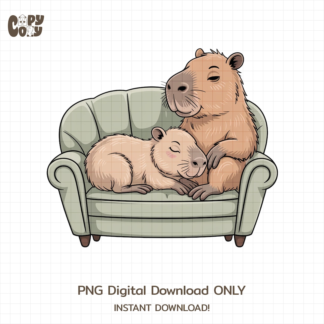 Capybara Nap Hug PNG | Cozy Father's Day Digital Clipart | Cute Animal ...