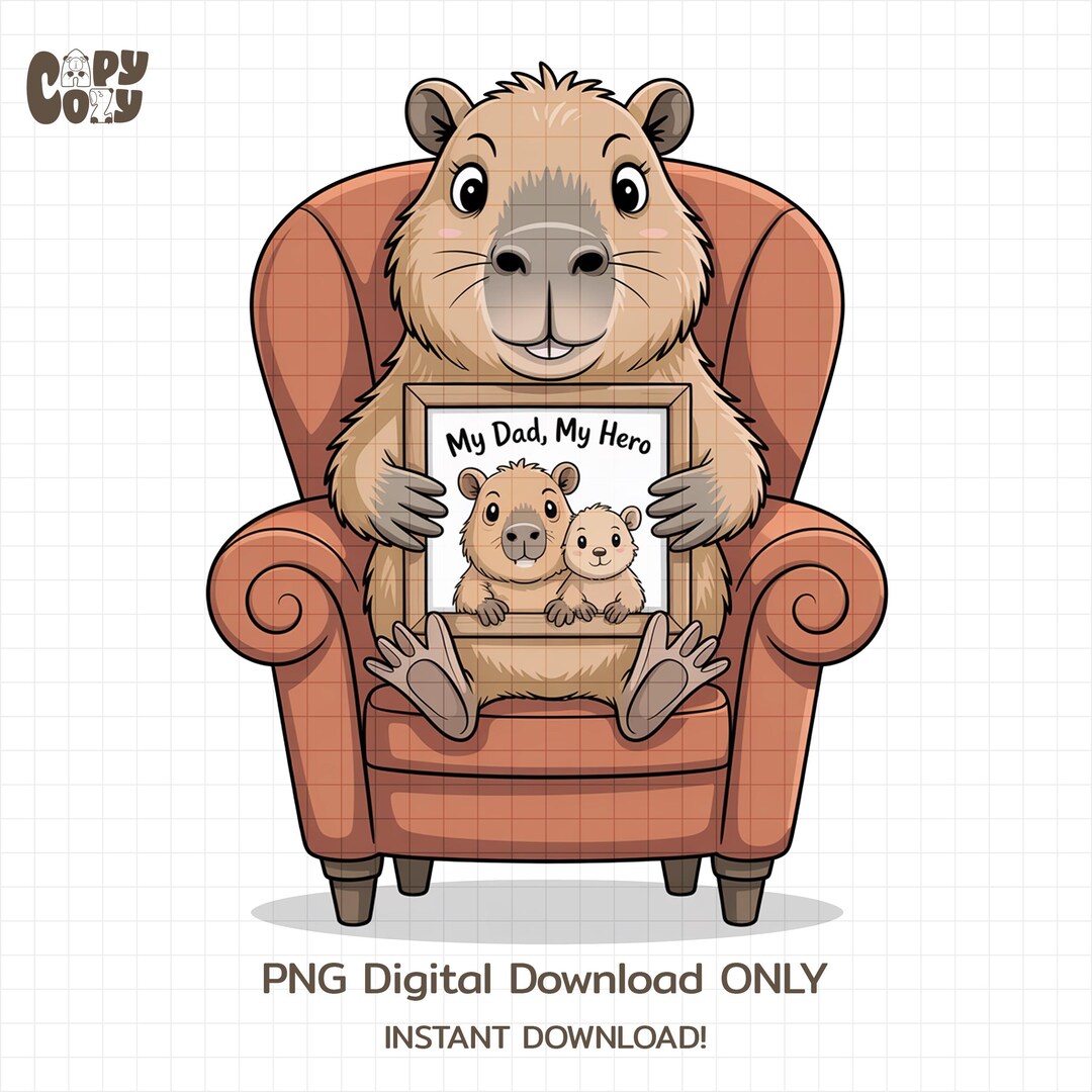 My Dad My Hero Capybara PNG | Cute Father’s Day Animal Clipart | Cozy ...