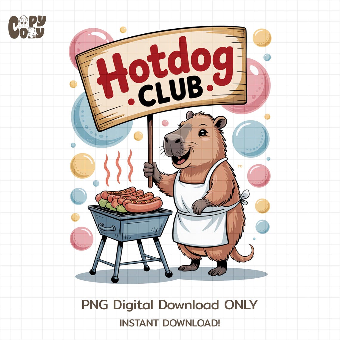 Capy Hotdog Club PNG | Funny Summer Grill Clipart | 4th of July BBQ ...