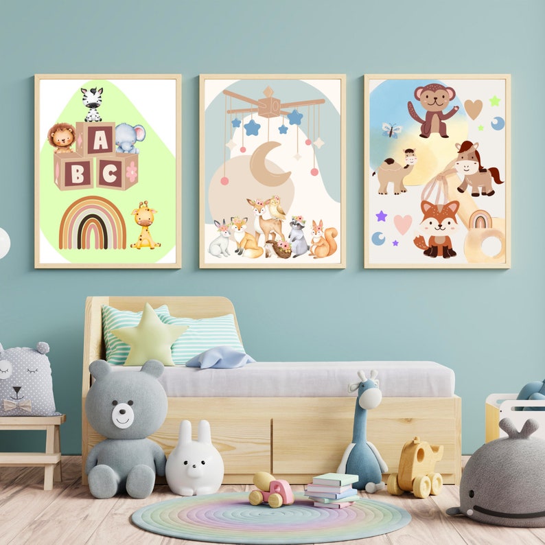 Baby Child Art Prints Set of 3, Wall Art Decor, Minimalist Digital ...