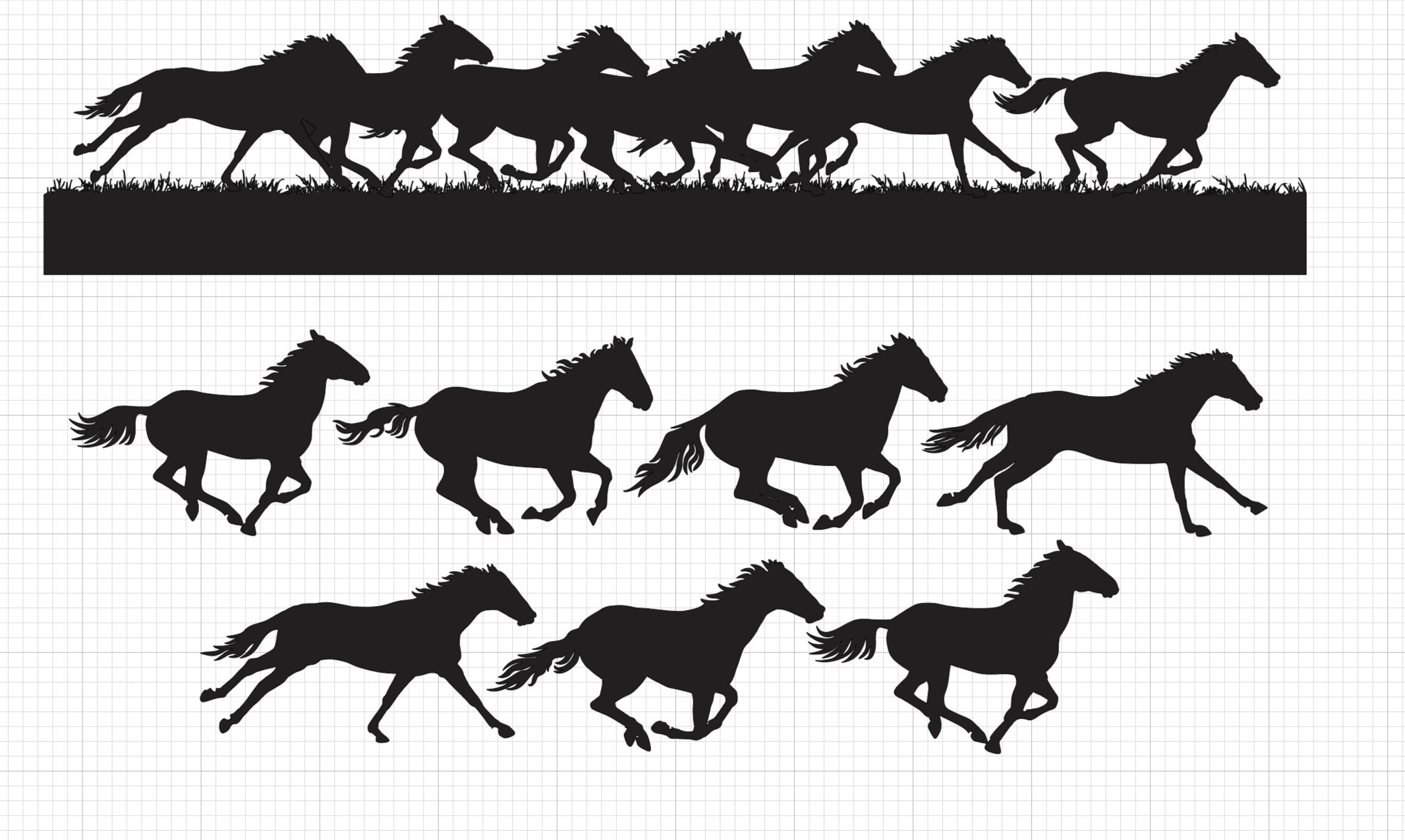 Running Horses Cut File - SVG, DXF, PNG, Ai, Eps - Etsy