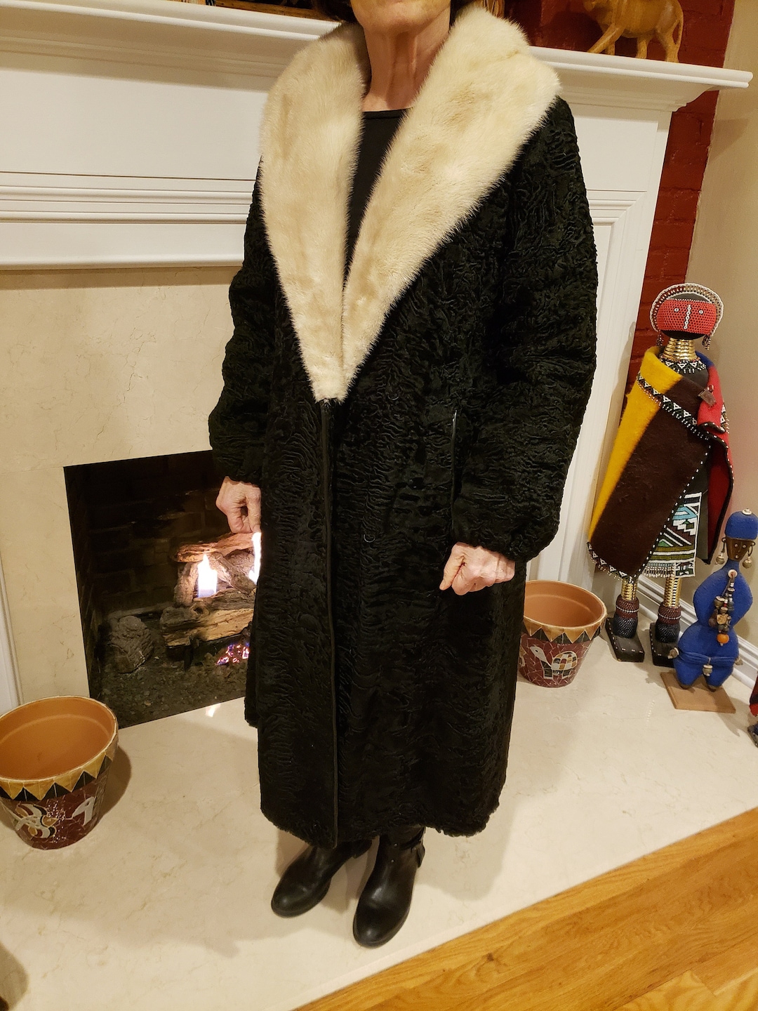Full Length Fur Karakul Coat With Ermine Collar - Etsy