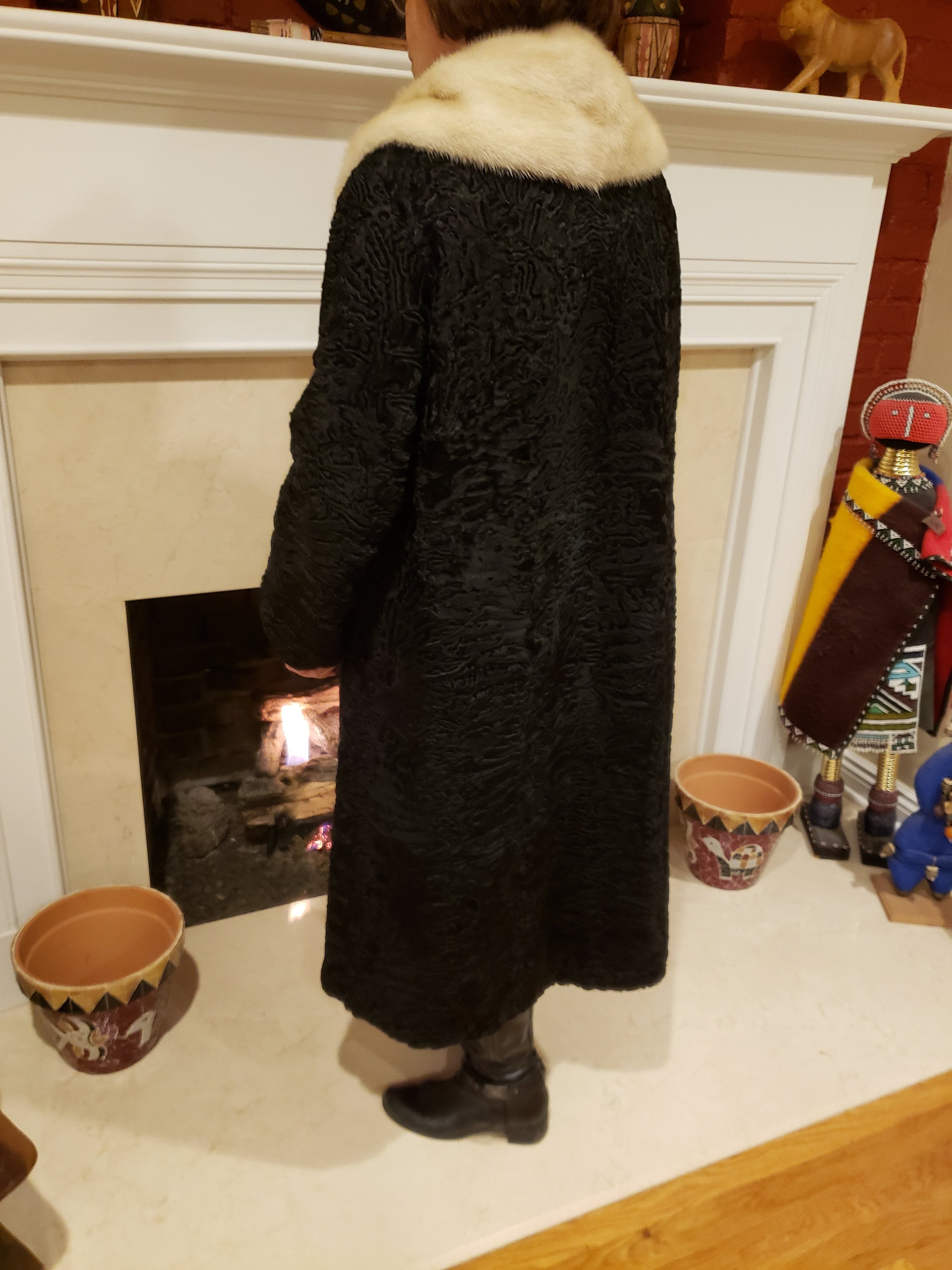 Full Length Fur Karakul Coat With Ermine Collar - Etsy