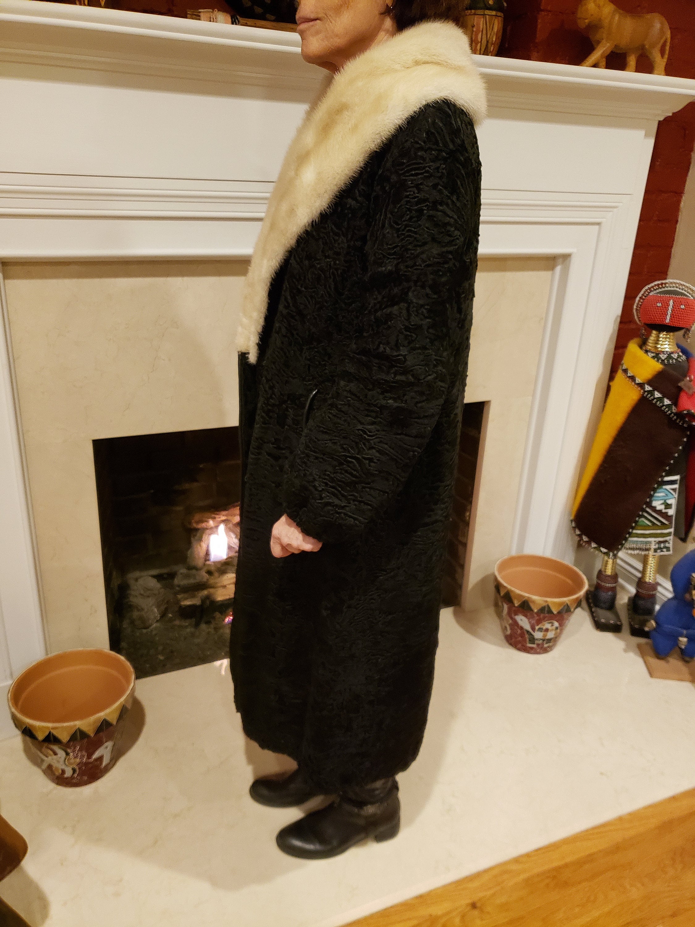 Full Length Fur Karakul Coat With Ermine Collar - Etsy