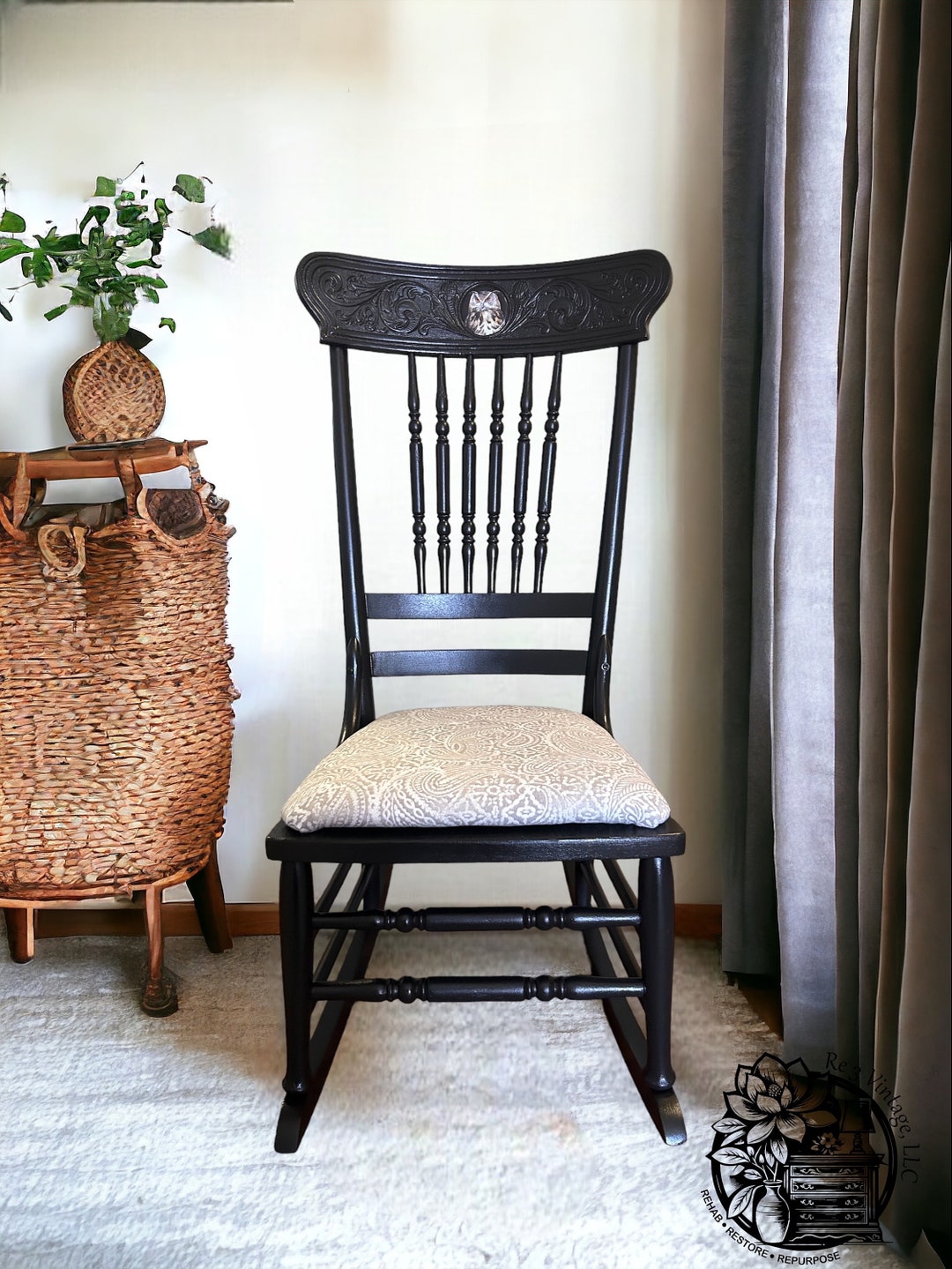 True Antique Painted Owl Rocking Chair - Etsy