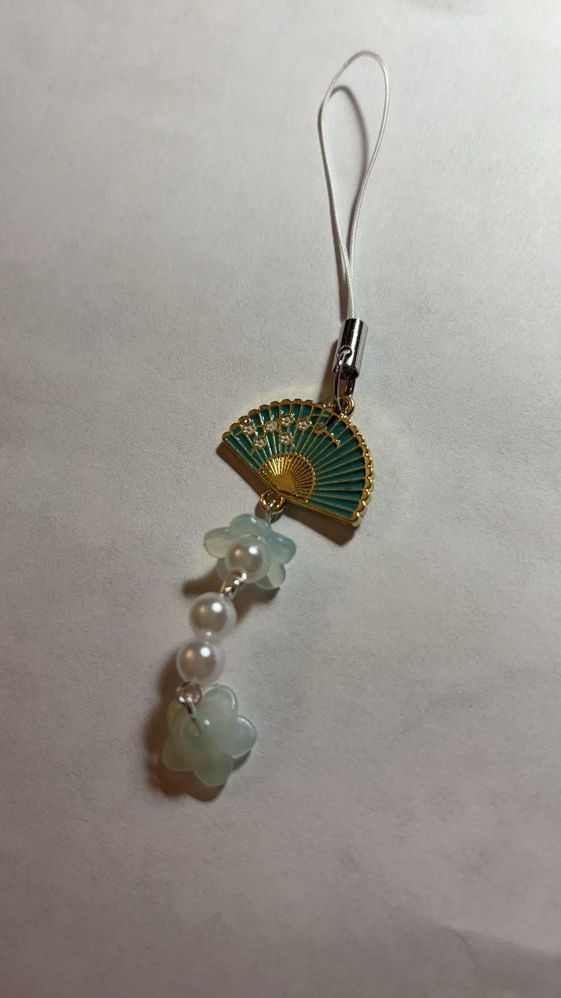 Fan and Flower Phone Charm, Windmaster Inspired Phone Charm, Keychain ...