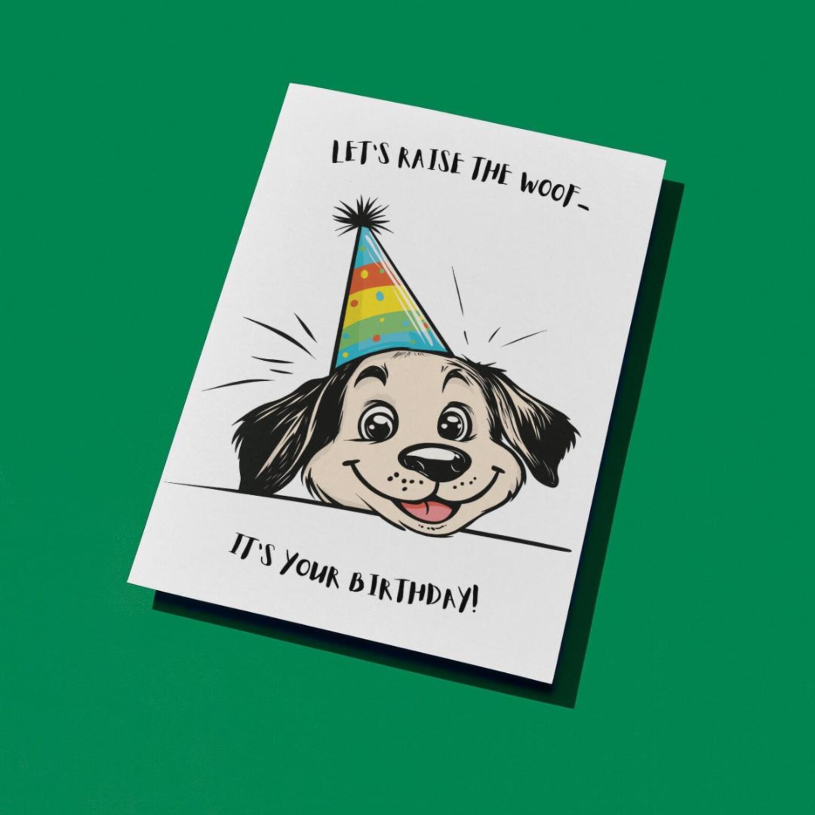 Funny Dog Birthday Card / Raise the Woof Pun Card / Cute Puppy Birthday ...