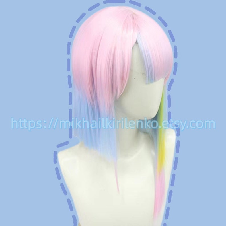 Anime Cyberpunk Edge Runner Lucy Cosplay Wig Colorful Wig With Bangs ...