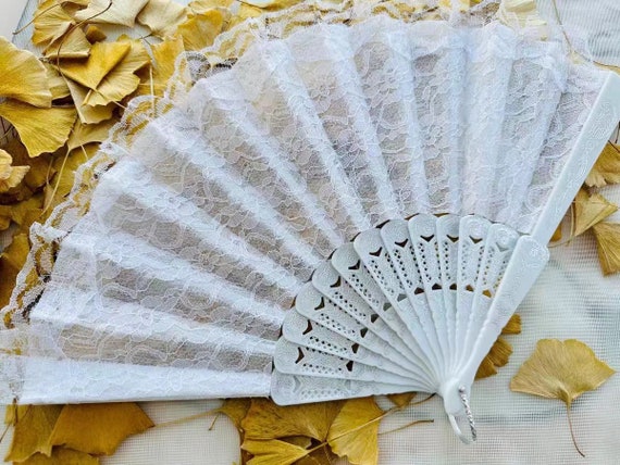 Retro lace fan, dance folding fan for photo taking, p… - Gem