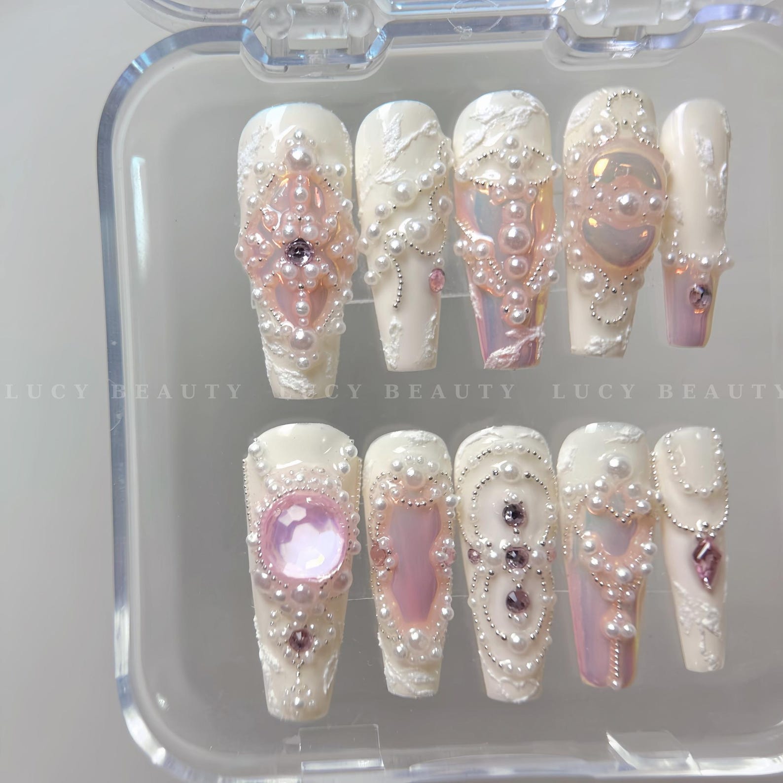 Pink Princess Nails|super Glittery | Aurora Gem Crystal Jewel Nail ...