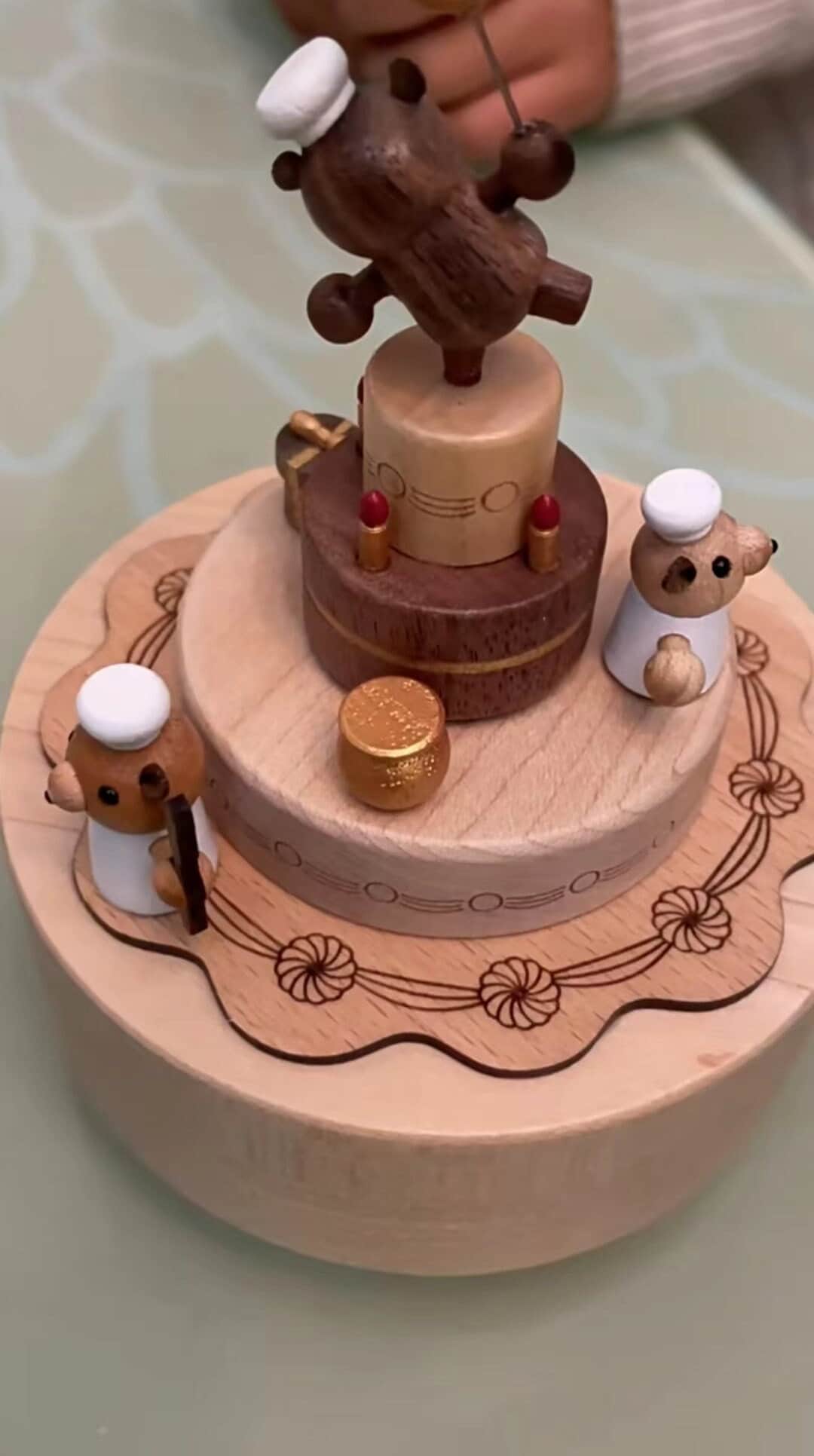 Exquisite Wooden Music Box [little Bear Music Box] Special Price ...