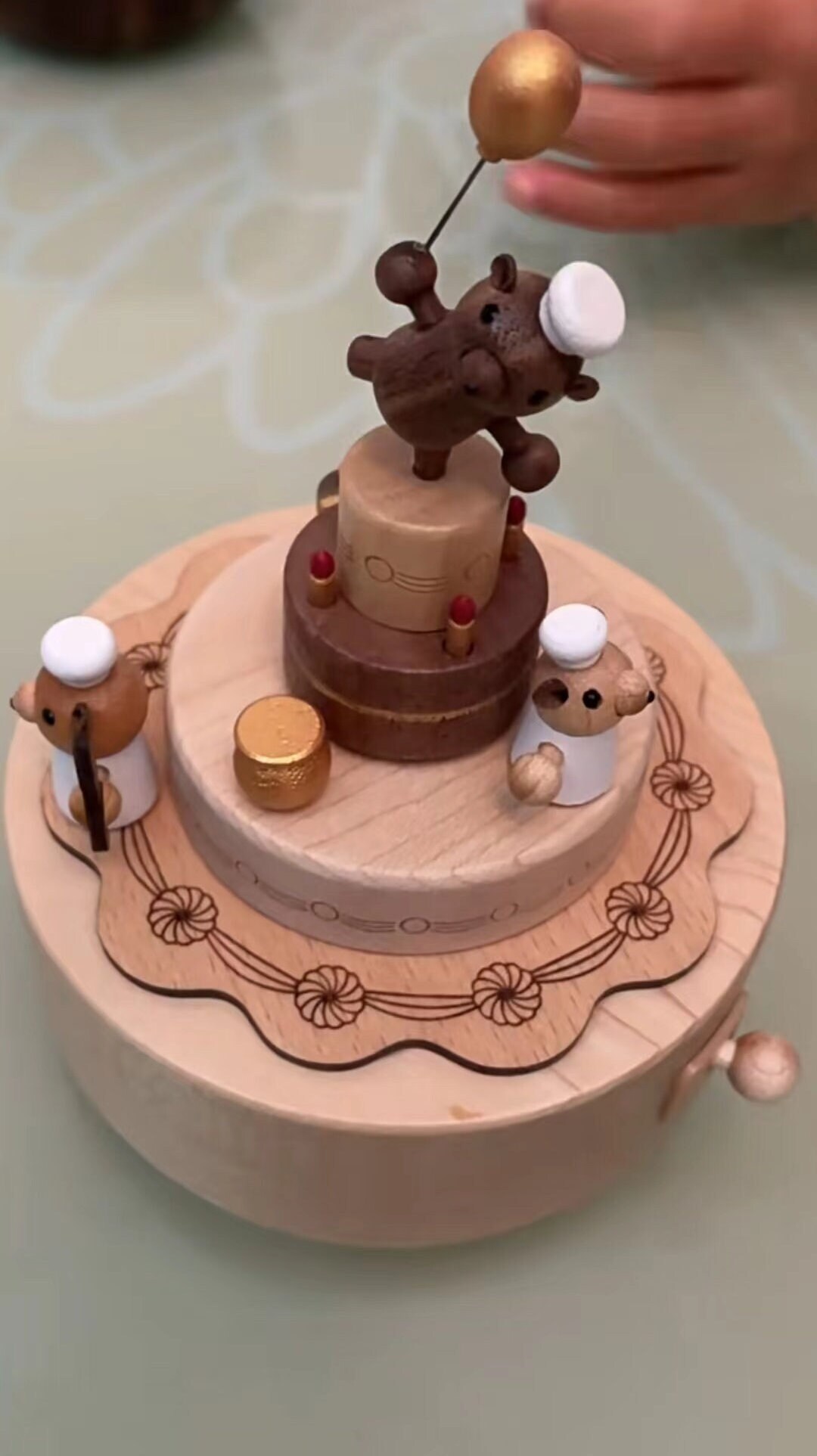 Exquisite Wooden Music Box [little Bear Music Box] Special Price ...