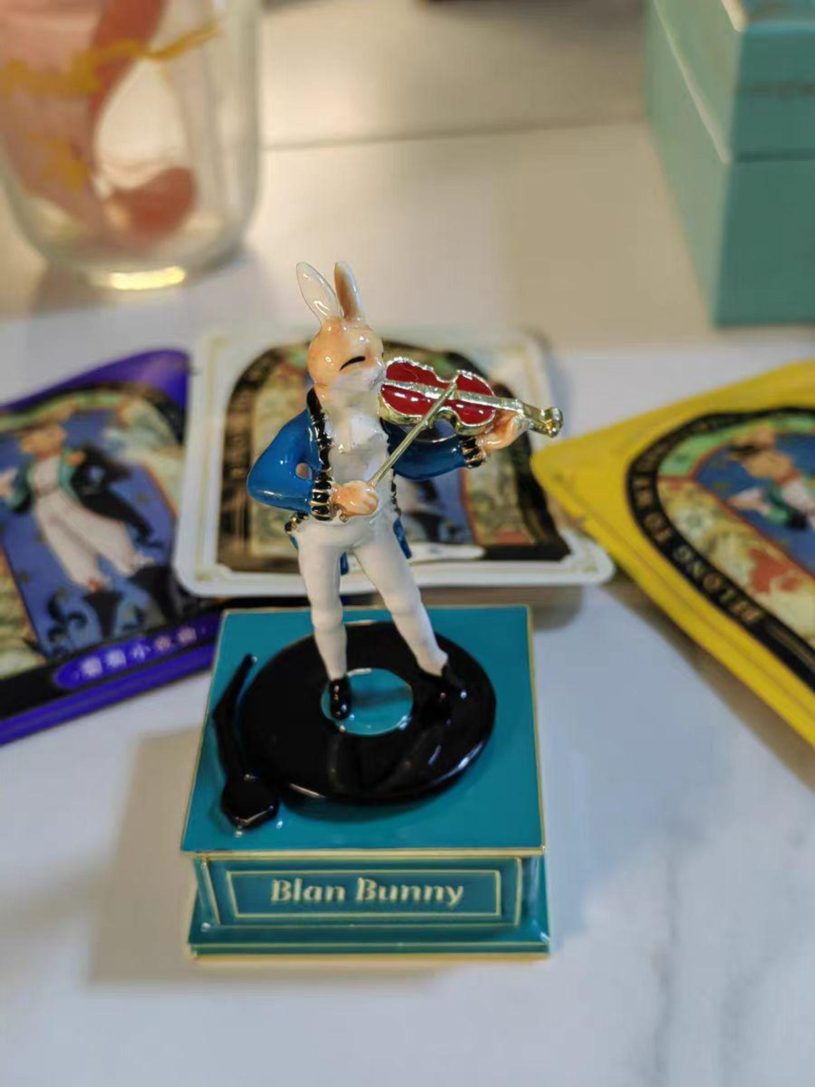 Blan Bunny Violin Music Box, Enamel Figurine - Etsy