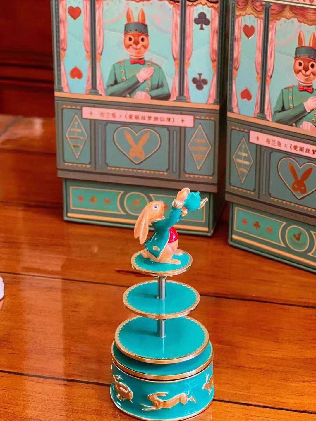 Bran Rabbit Jewelry Music Box, Dreamy Blues Enamel Rabbit Decorated ...