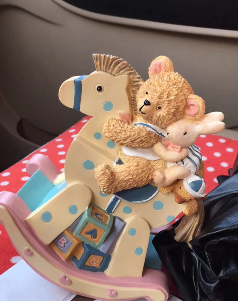 Vintage Wooden Horse Rocking Chair Music Box, Resin Animal Music Box ...
