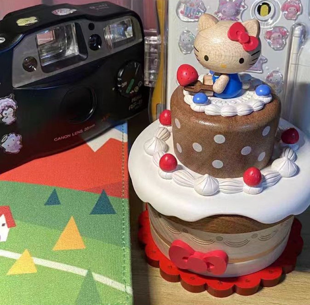 Exquisite Wooden Music Box [cat Music Box] Creative Wooden Cake Bow Cat ...