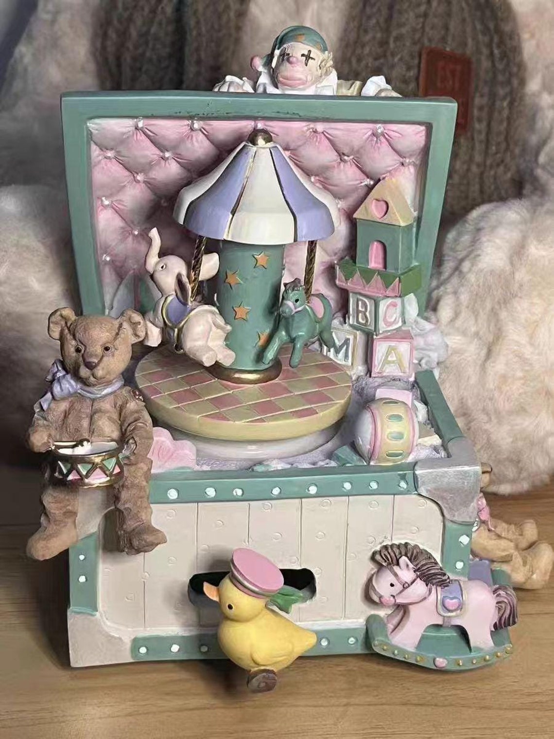 Vintage Carousel Music Box With Charming Animals "dream Carousel Music ...