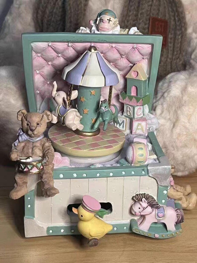 Vintage Carousel Music Box With Charming Animals "dream Carousel Music ...