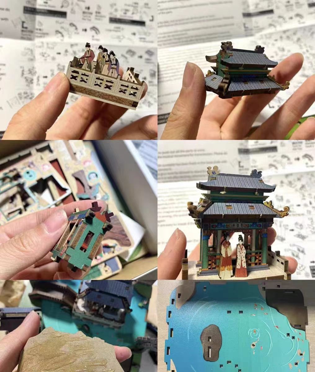 Retro Museum Dream of Red Mansions Grand View Garden Music Box Handmade ...
