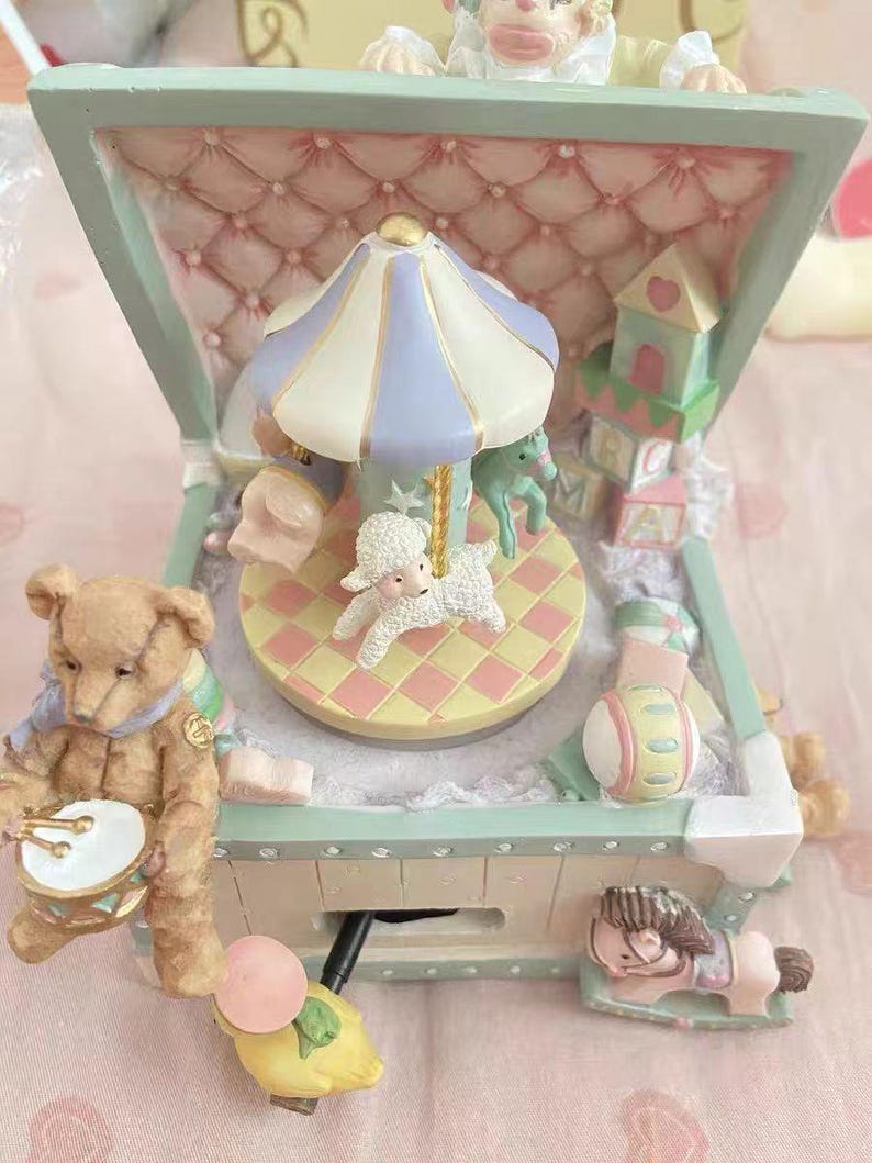 Vintage Carousel Music Box With Charming Animals "dream Carousel Music ...