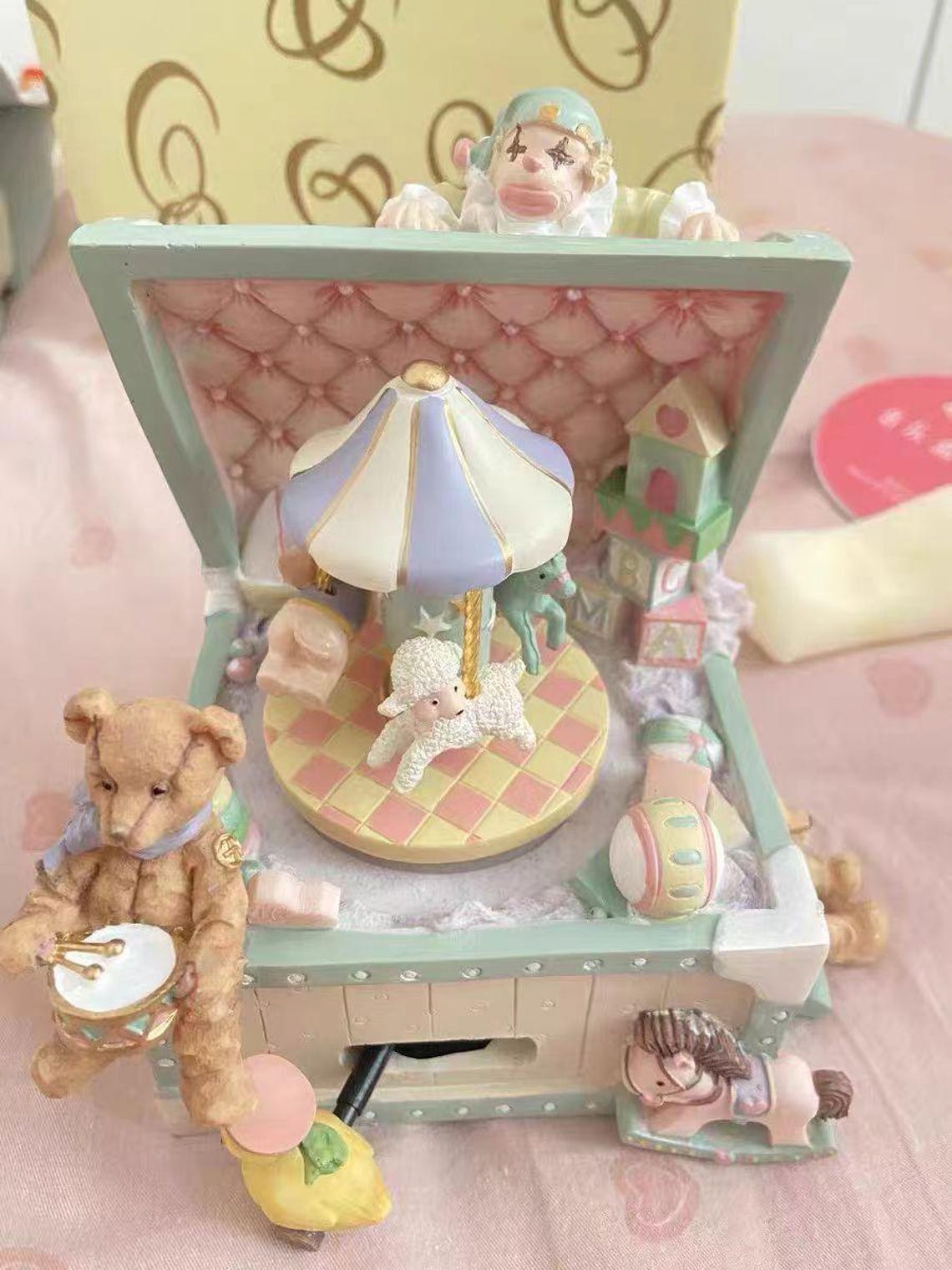 Vintage Carousel Music Box With Charming Animals "dream Carousel Music ...