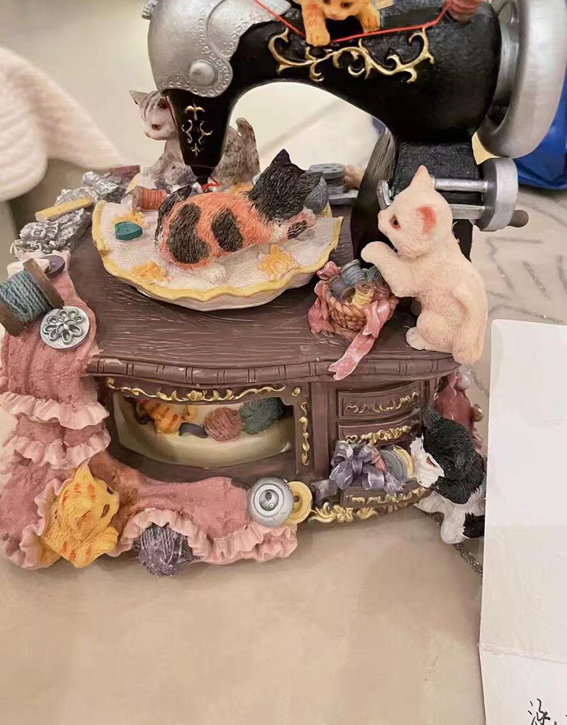 Cat Sewing Machine Music Box, [various Kitten Music Boxes], Creative ...