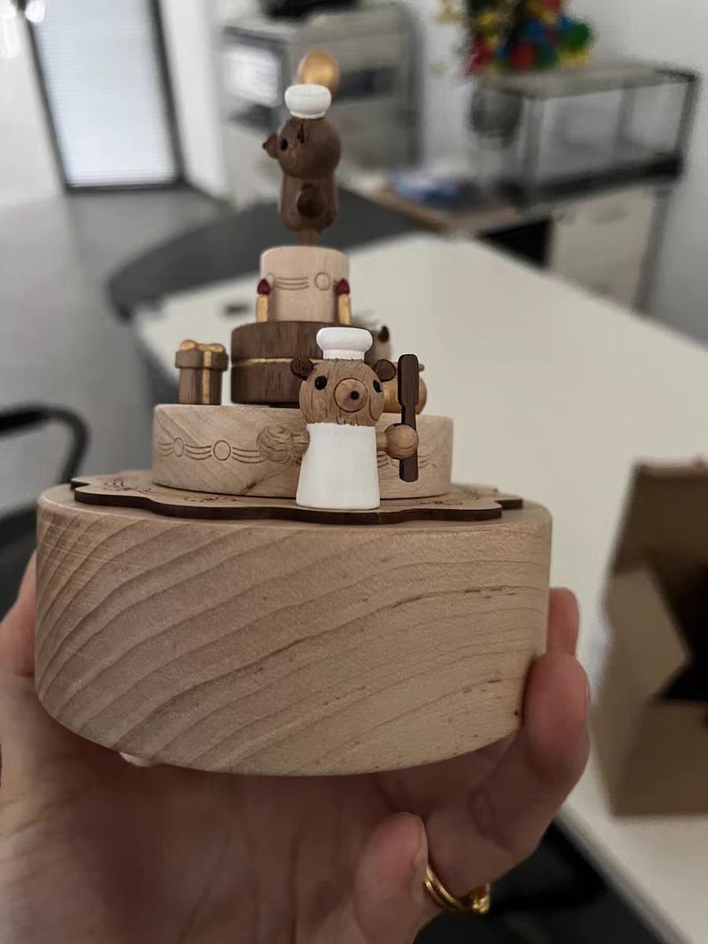 Exquisite Wooden Music Box [little Bear Music Box] Special Price ...