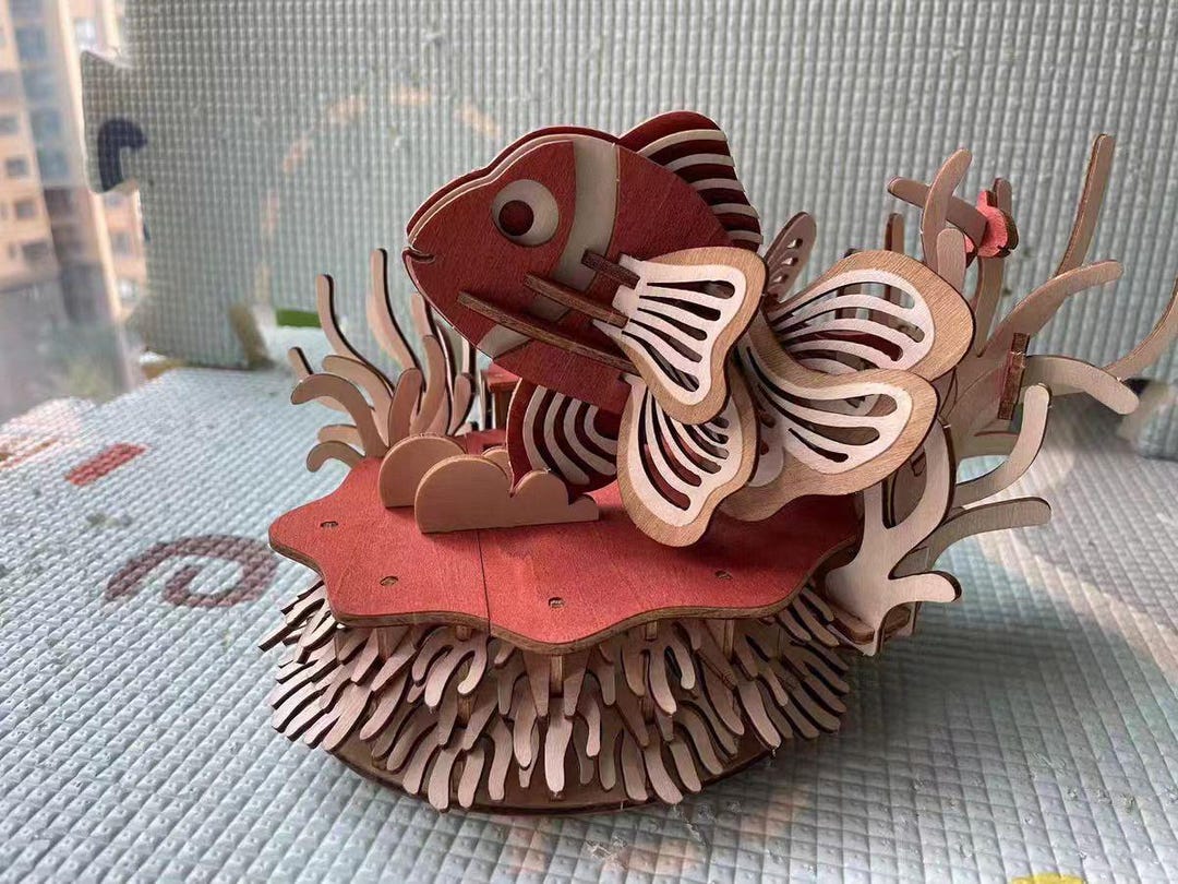 Exquisite Wooden Ocean Music Box [clownfish Music Box] Cute Clownfish ...