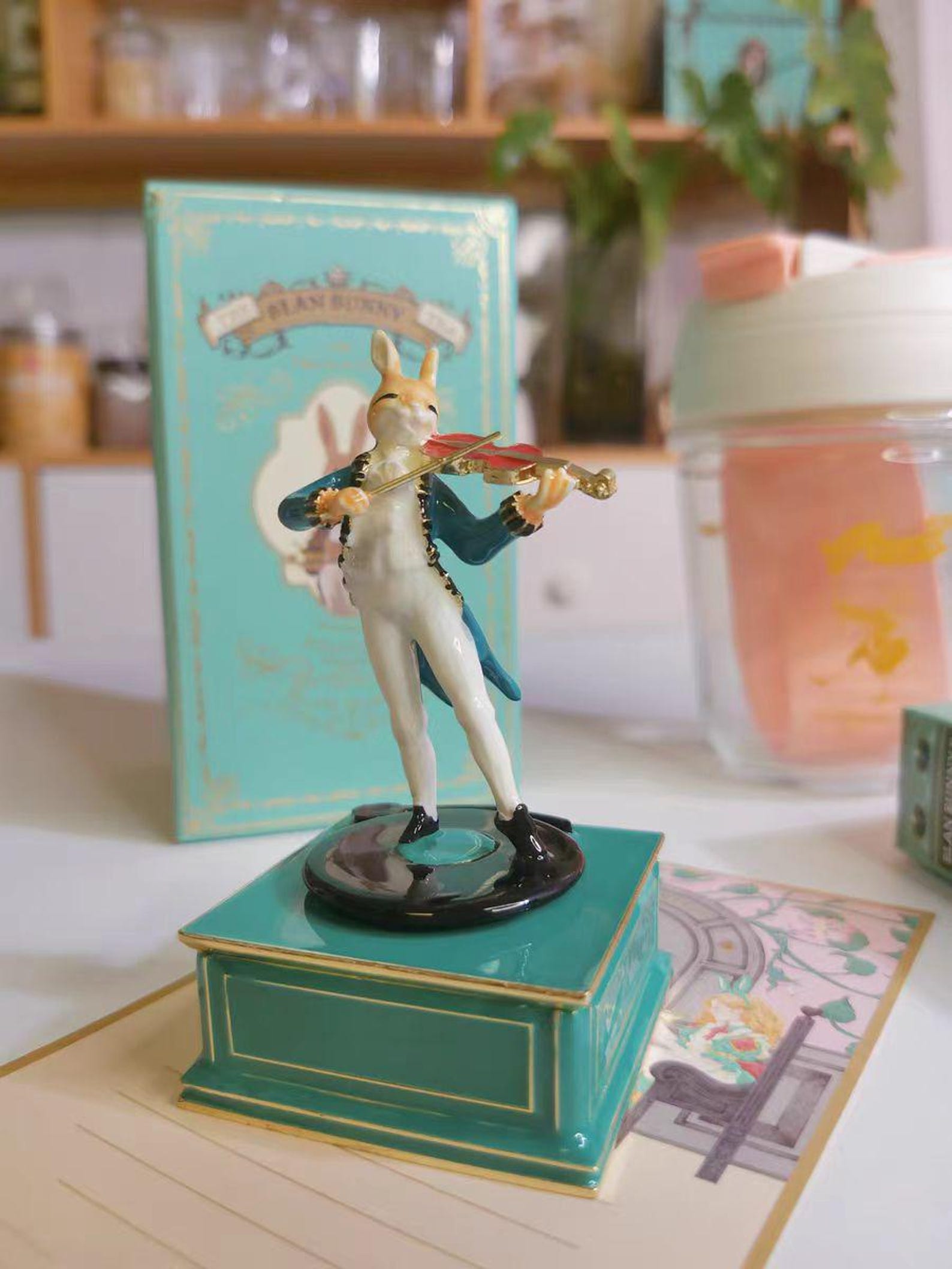 Blan Bunny Violin Music Box, Enamel Figurine - Etsy