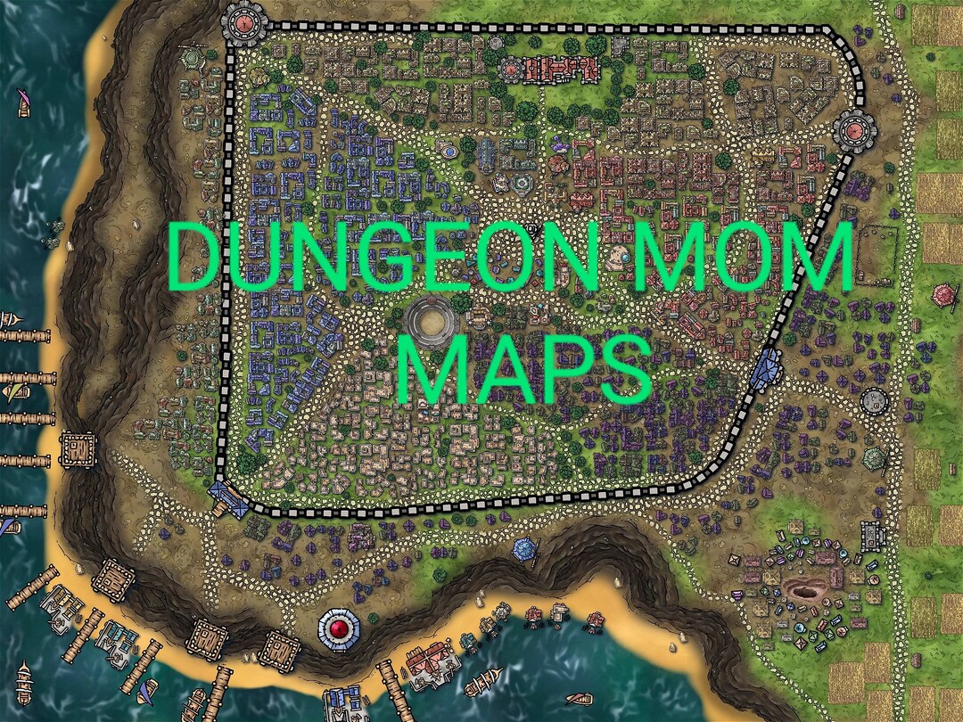 Caerth City on the Cliff TTRPG Map & Setting Guide PDF - Etsy