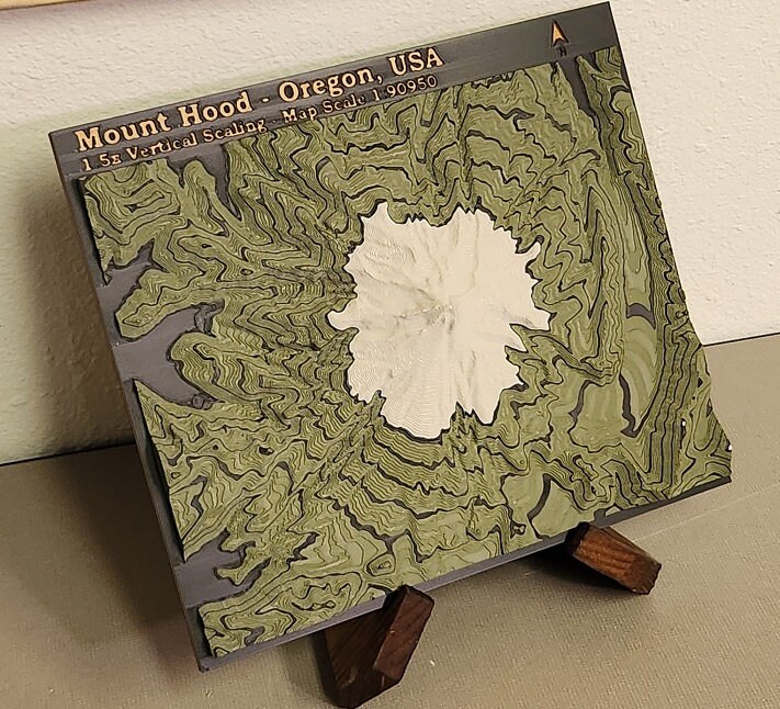 Mt. Hood 3D Printed Terrain Color Topo Oregon - Etsy