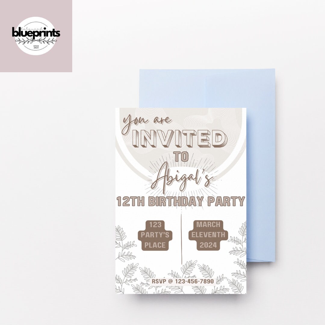 Birthday Invitation Template, Monotone Birthday Card Invitation That is ...