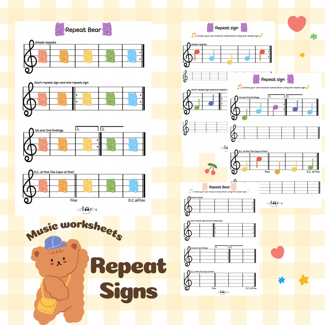 Repeat Signs (music Worksheets) - Etsy