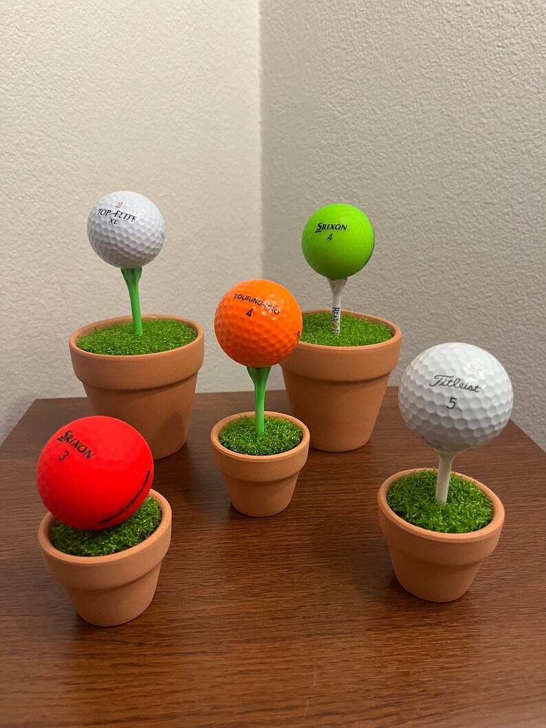 Golf Ball and Tee Desk Decor Terracotta Pot Gift - Etsy