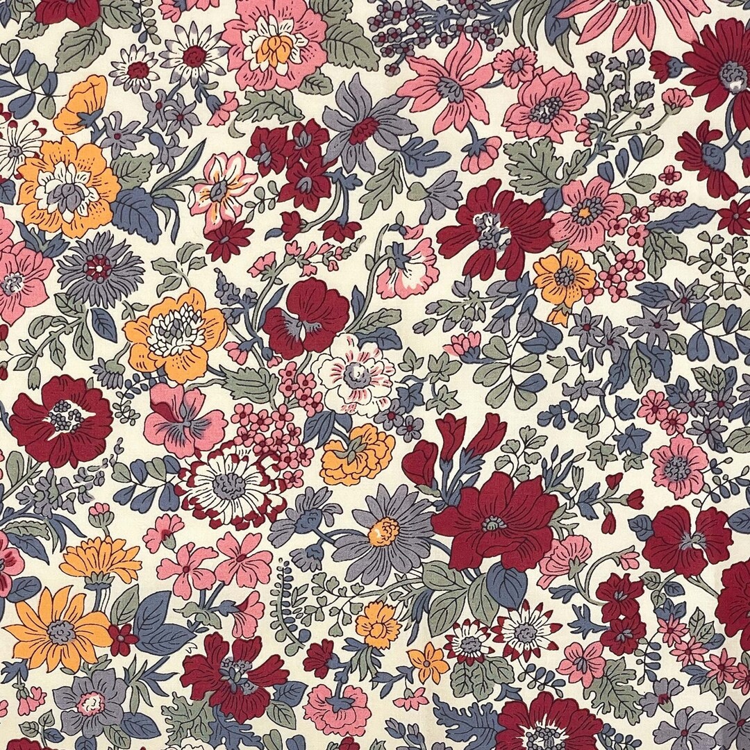 Liberty Japan emily Tana Lawn Fabric in Red, Yellow, and Blue OOP - Etsy