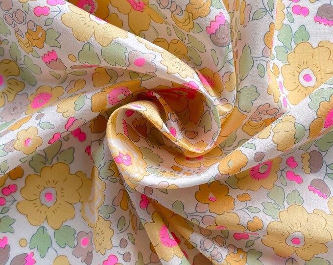 Liberty Betsy Tana Lawn Fabric in Lemon Curd Neon | Discontinued Fabric ...