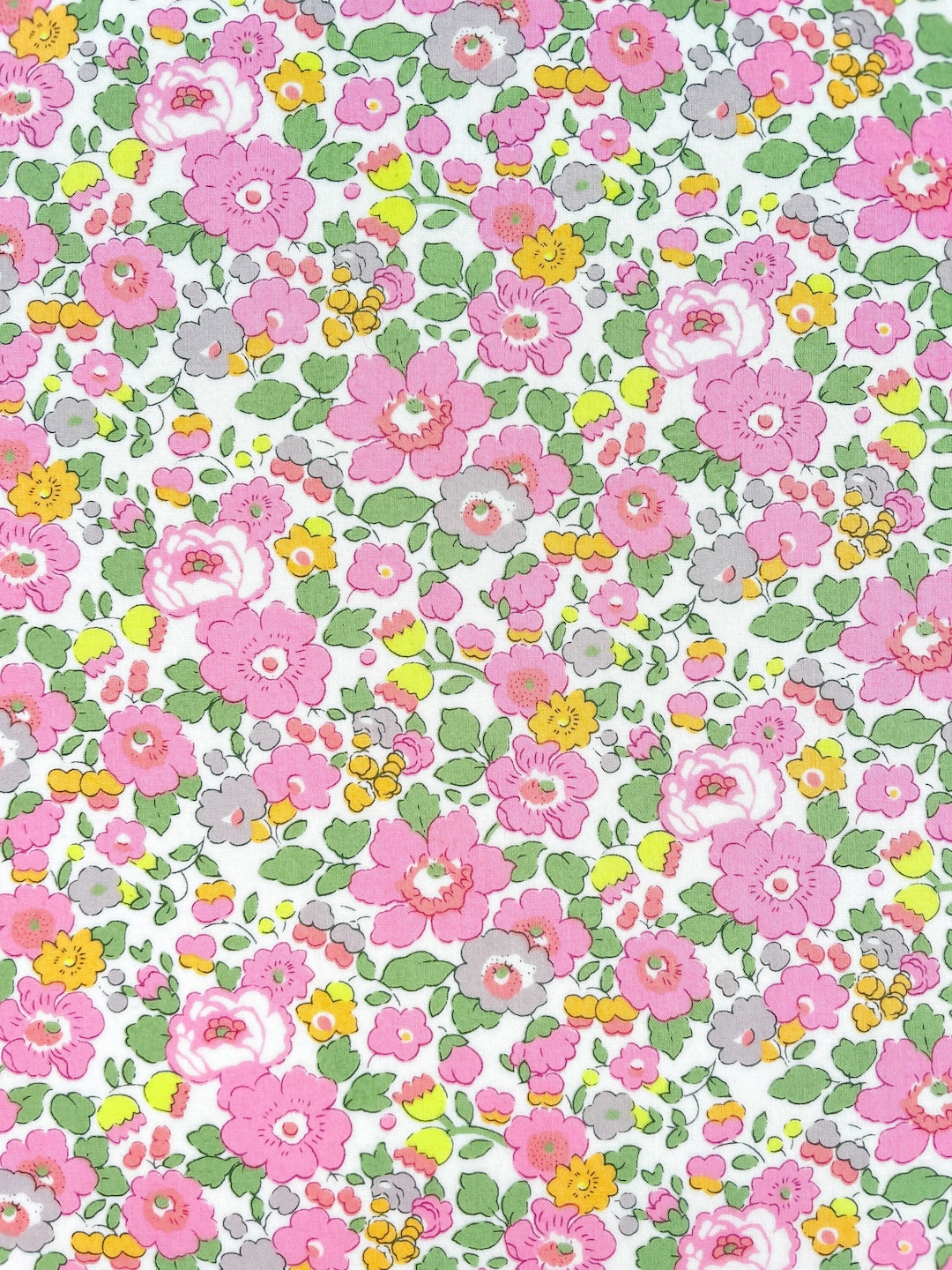 Liberty Japan Betsy Ann Tana Lawn Fabric in Pink, Orange and Green ...