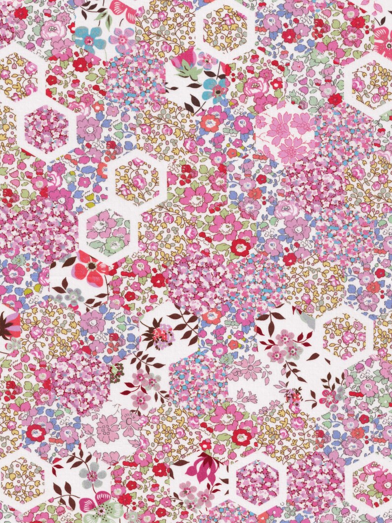 Liberty Japan Patchwork Stories Tana Lawn Fabric in Pink | Bespoke Cotton Fabric for Quilting ...