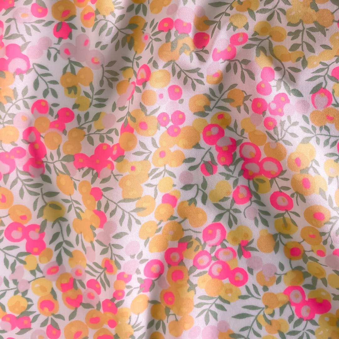 Liberty Wiltshire Lemon Curd Tana Lawn Fabric in NEON Pink and Yellow ...