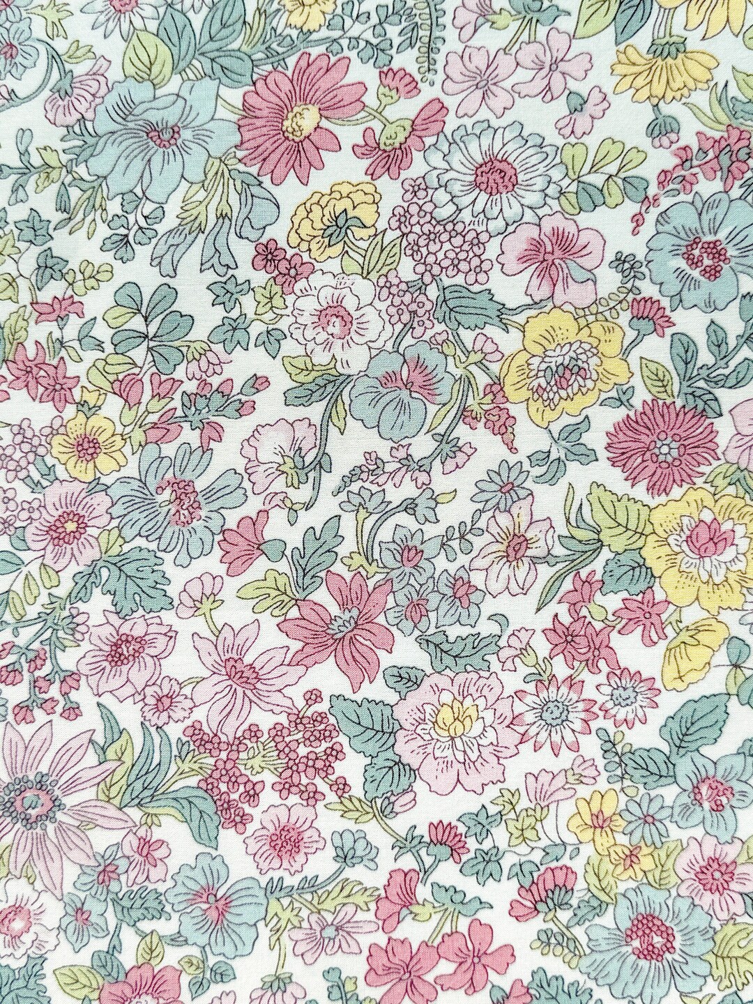 Liberty Japan 'emily' Tana Lawn Fabric in Pink, Green, and Yellow ...
