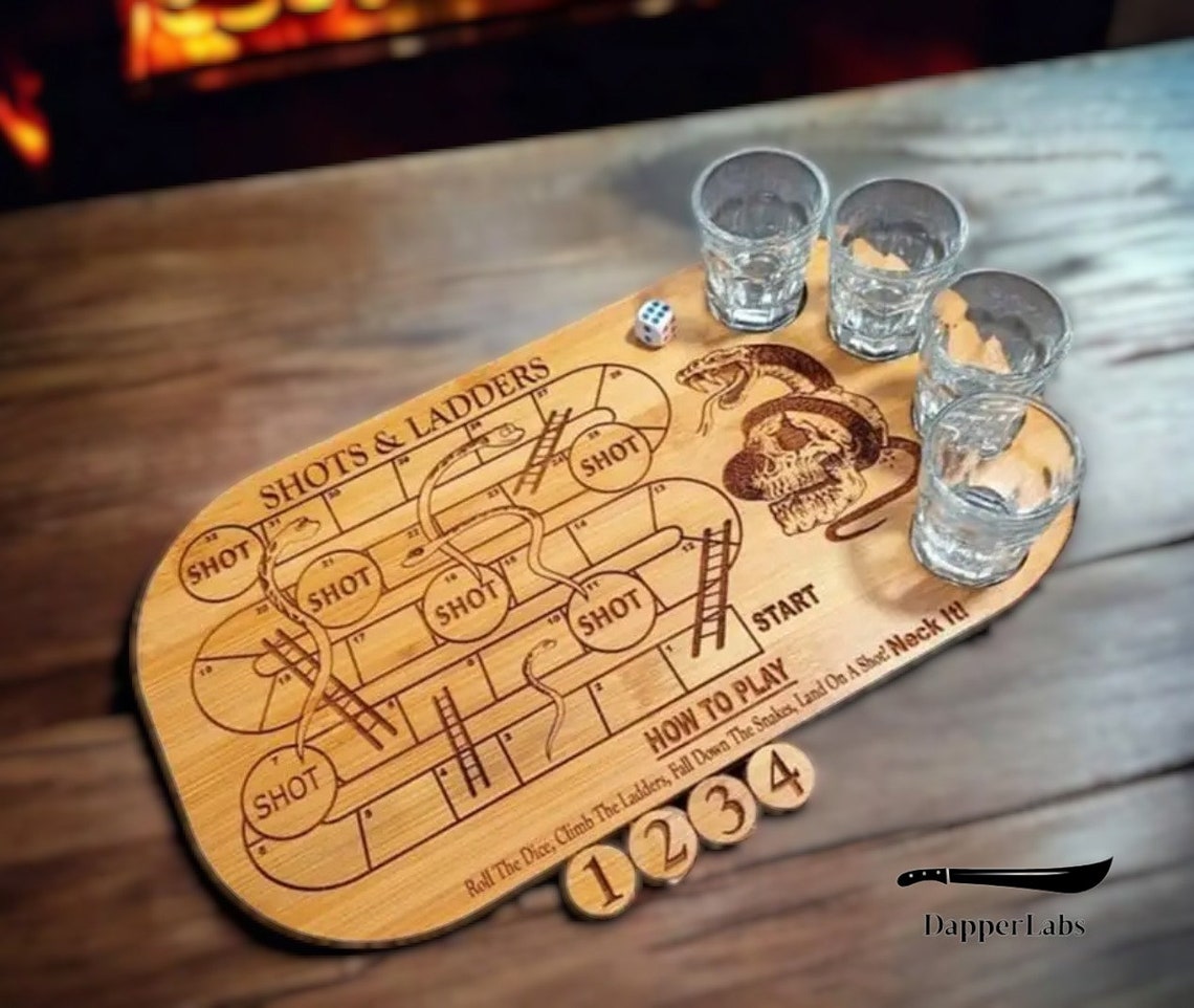 Shots & Ladders Wooden Drinking Game Bar Game Shots Game Wooden Party ...