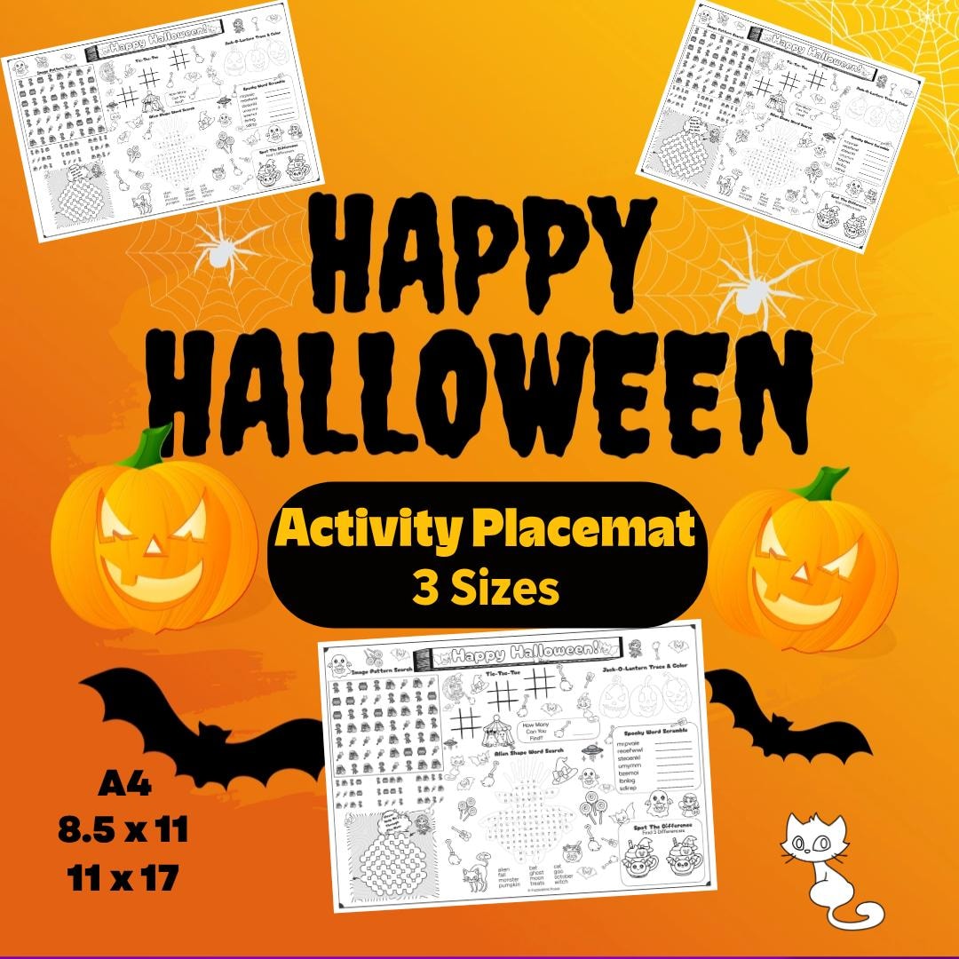 Halloween Activity Placemat Printable - Etsy